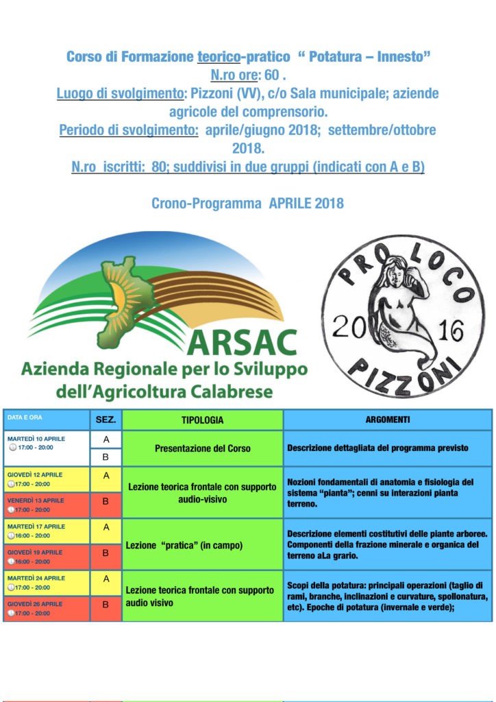 ARSAC organizza corso teorico-pratico “potatura ed innesto” a Pizzoni ...